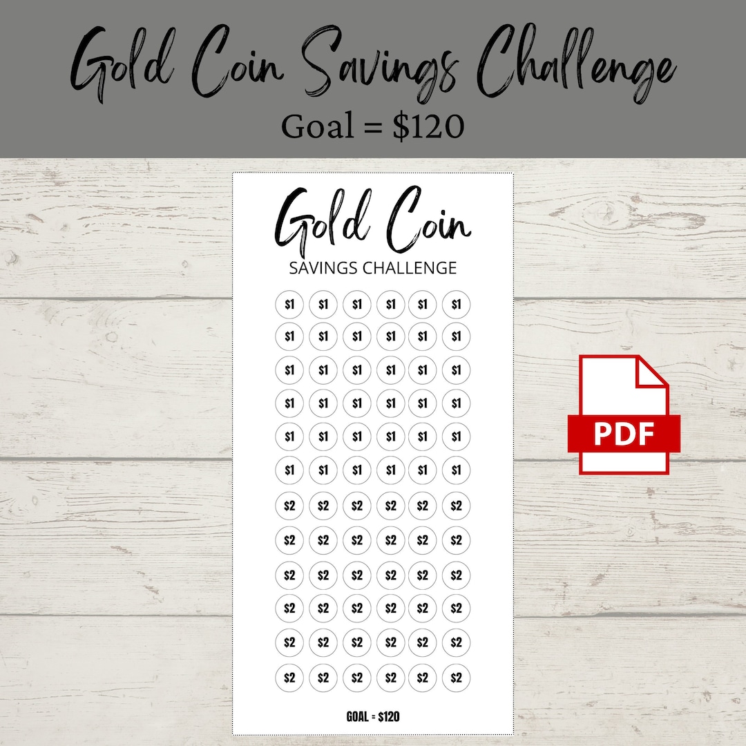 Gold Coin Savings Challenge | Printable PDF | Savings Tracker | Savings ...