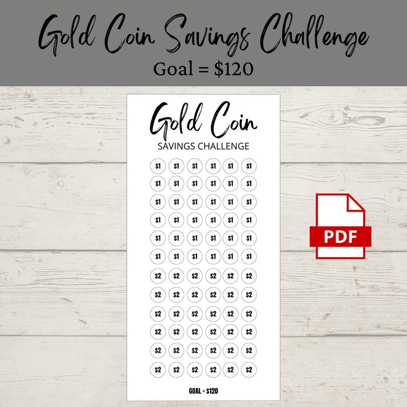 Gold Coin Savings Challenge | Printable PDF | Savings Tracker | Savings ...