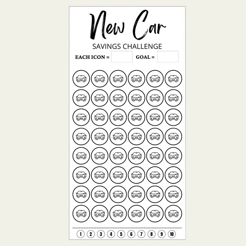 New Car Savings Challenge | Printable PDF | Savings Tracker | Savings ...
