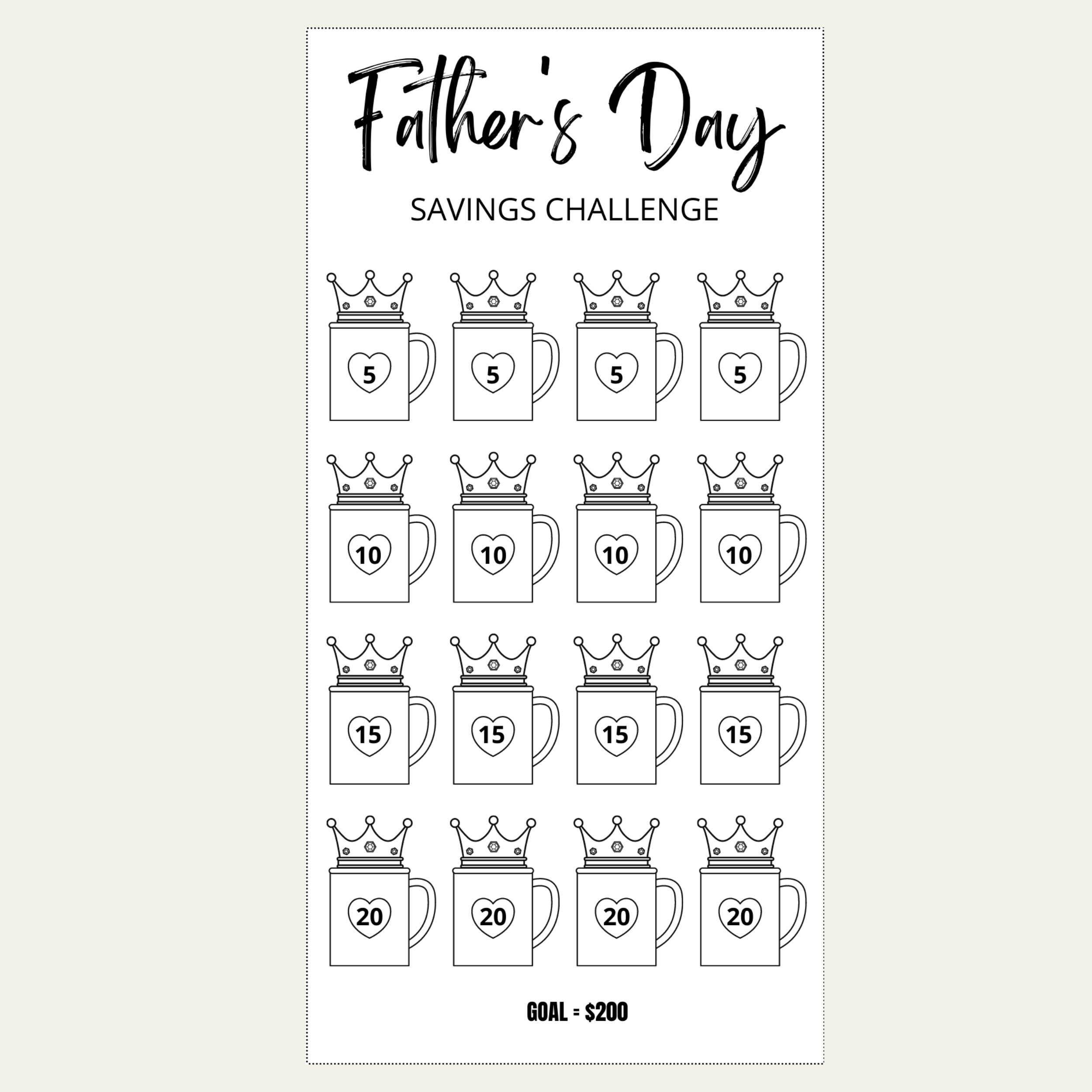 Father's Day Savings Challenge | Printable PDF | Savings Tracker ...