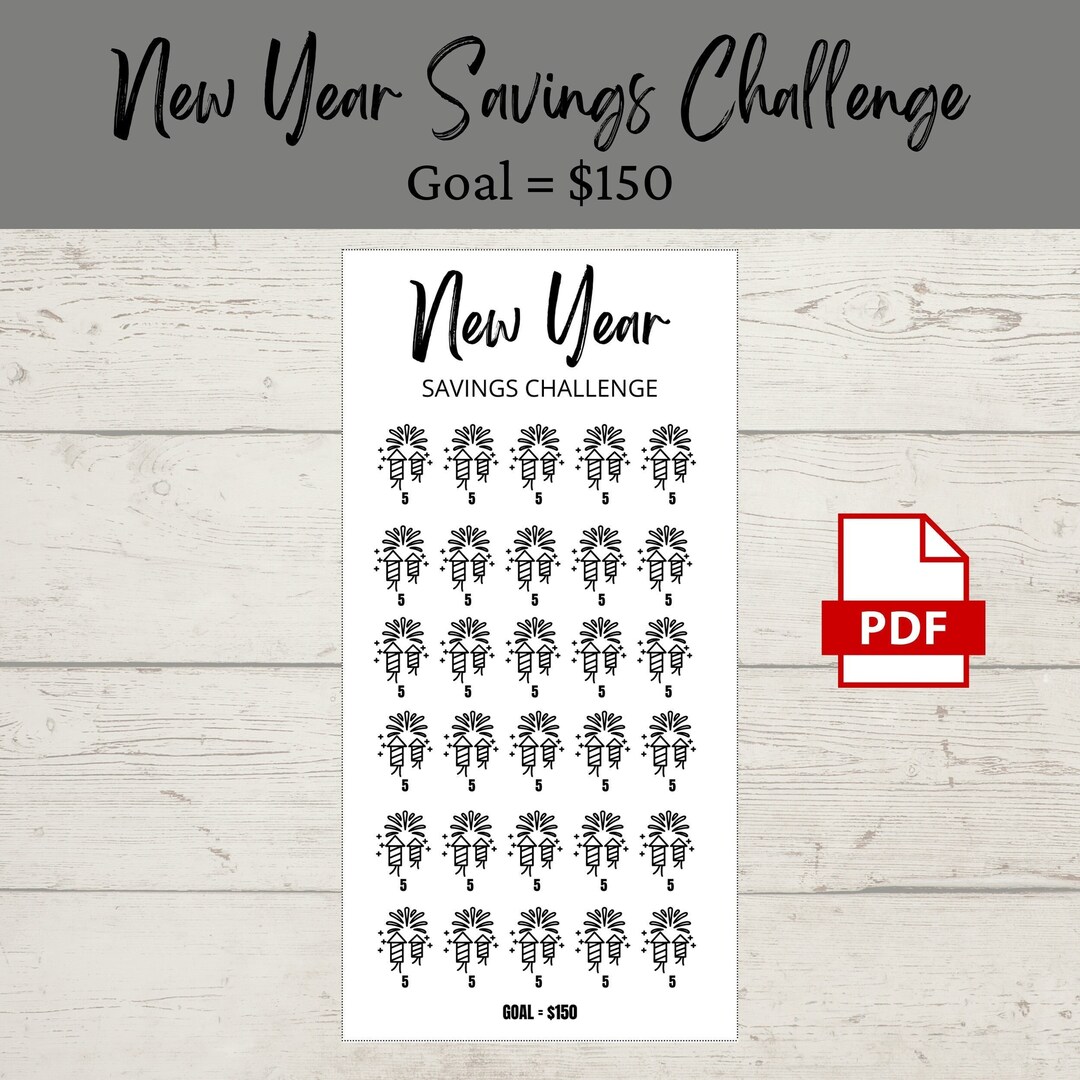 150 Dollar New Year Savings Challenge | Printable PDF | Savings Tracker ...