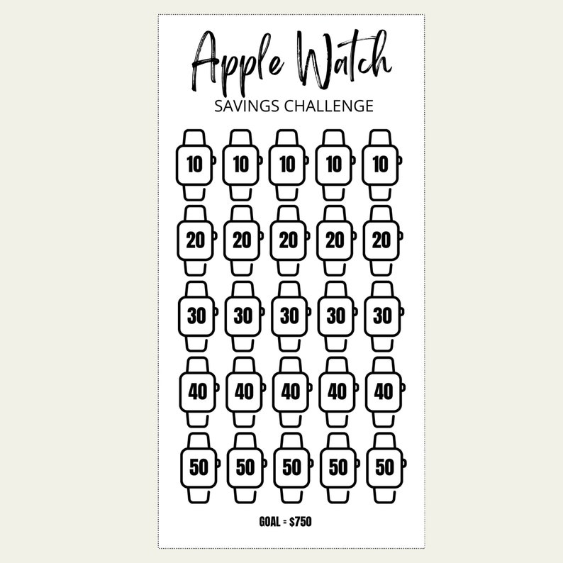Apple Watch Savings Challenge | Printable PDF | Savings Tracker ...