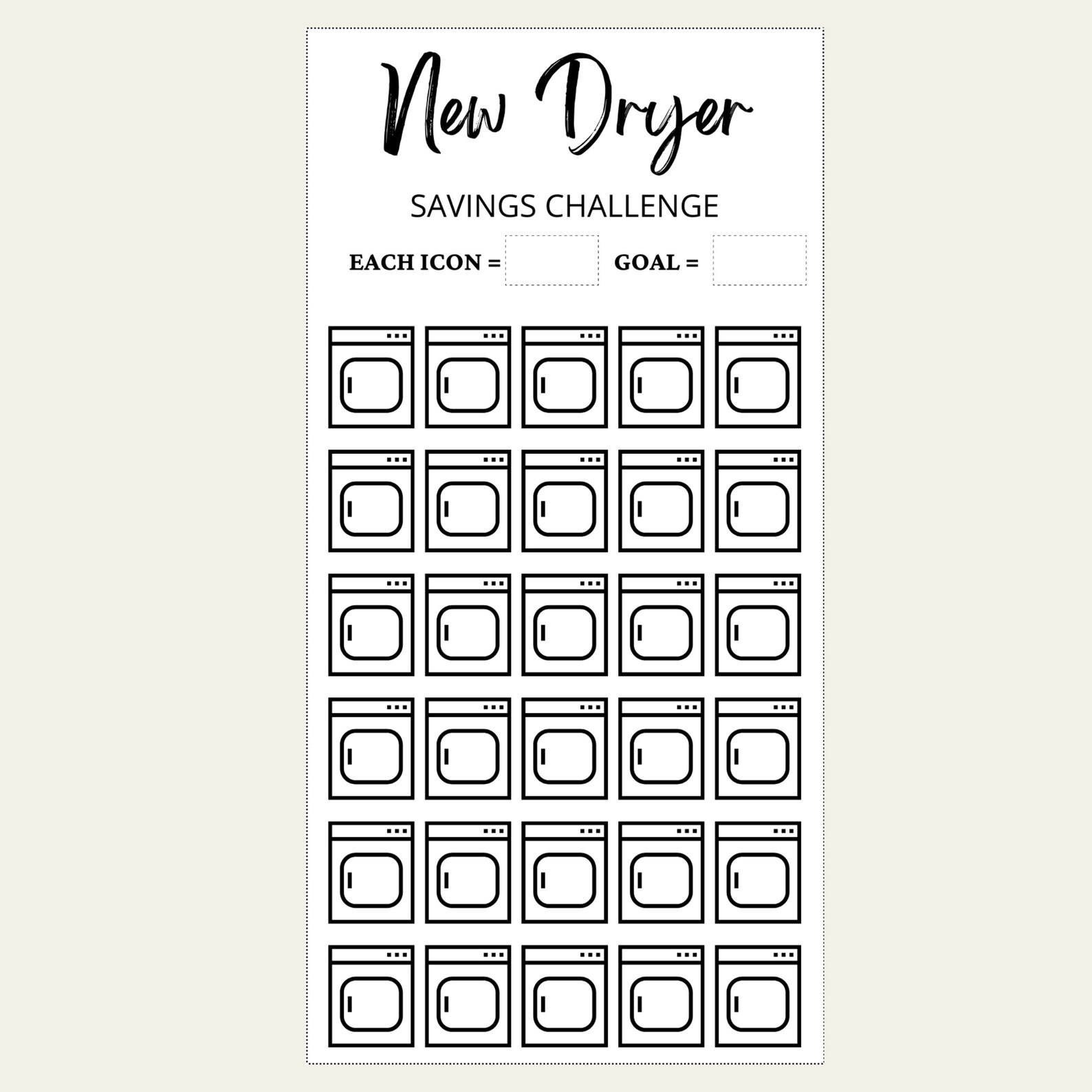 New Dryer Savings Challenge Printable PDF Savings Tracker - Etsy