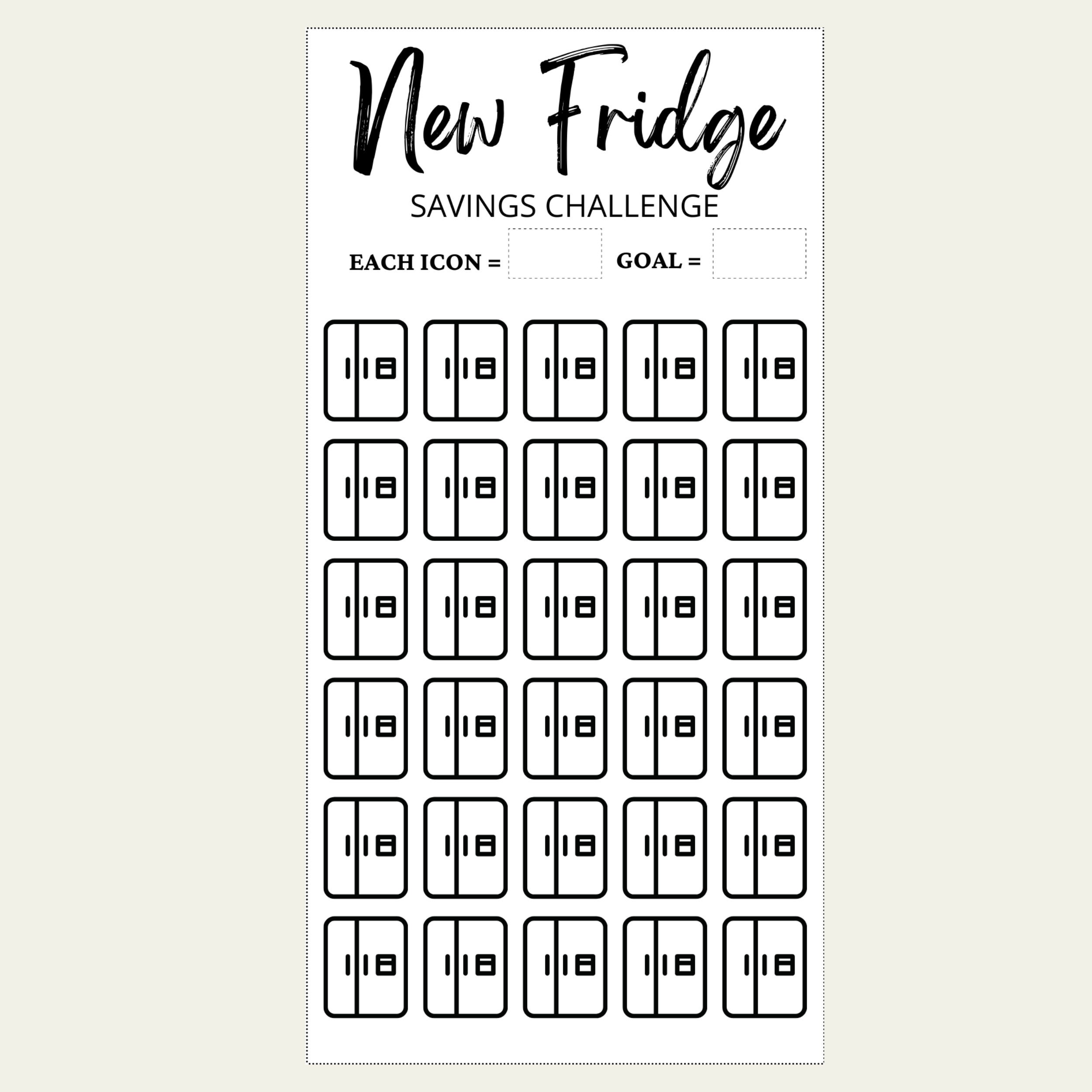 New Fridge Savings Challenge | Printable PDF | Savings Tracker ...