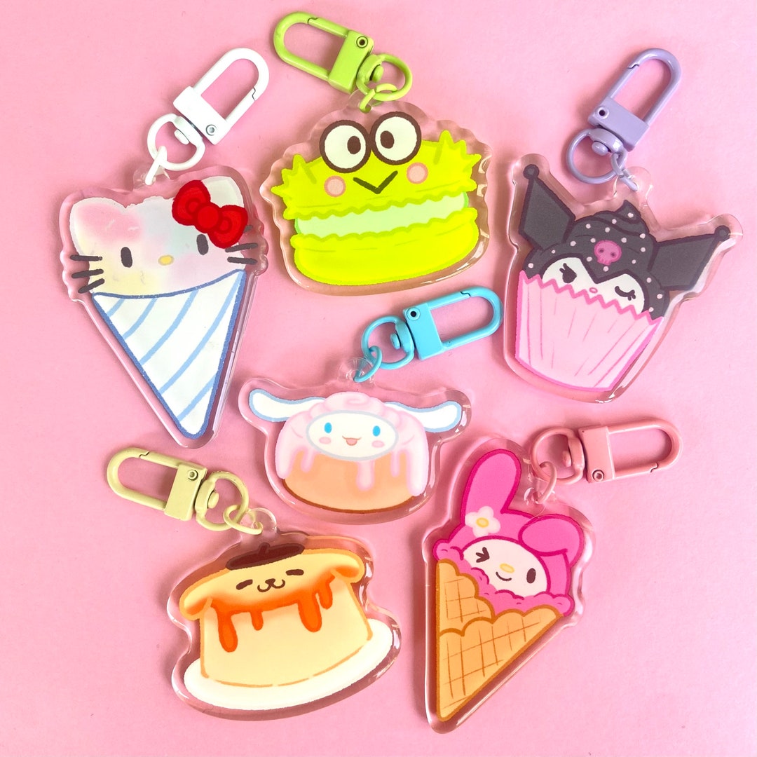 Sanrio Inspired Dessert Keychains Acrylic Keychain Charms Hello Kitty ...