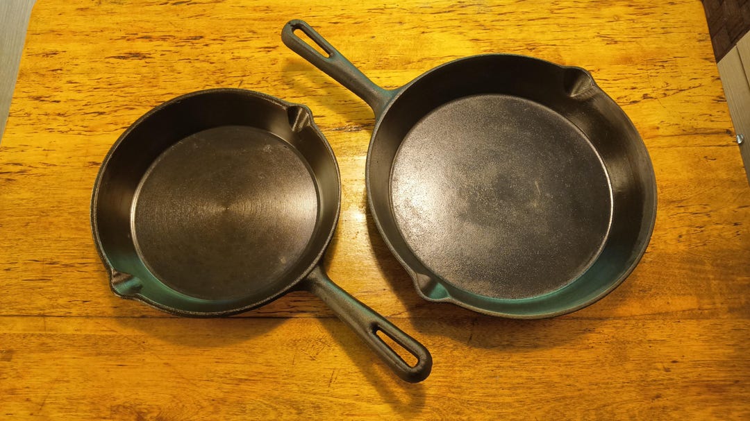 Restored Taiwan 2 Cast Iron Skillets Pans 80s - Etsy