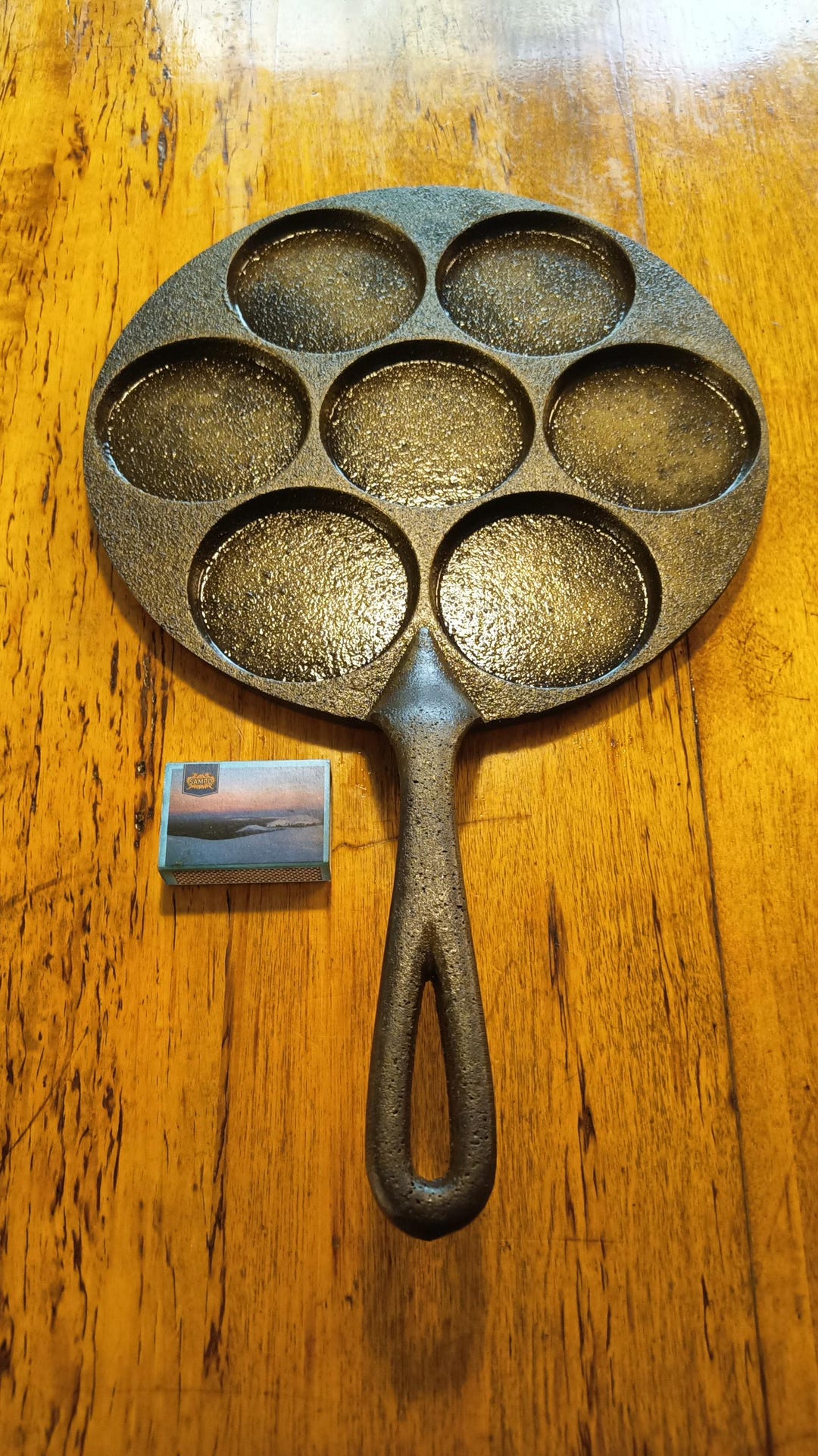 Antique Restored Högfors 7 Pit Cast Iron Plett / Swedish Pancake Pan ...
