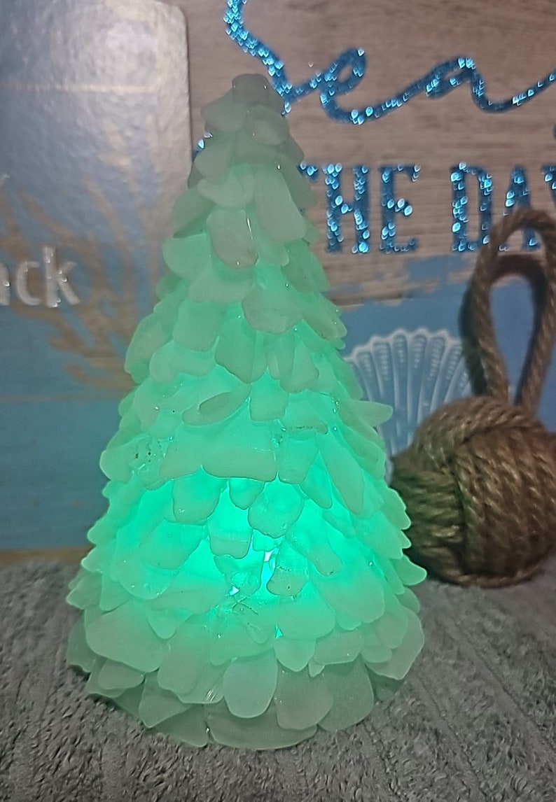 Genuine Caribbean Sea Glass Lighted Tree 7 Inch - Etsy