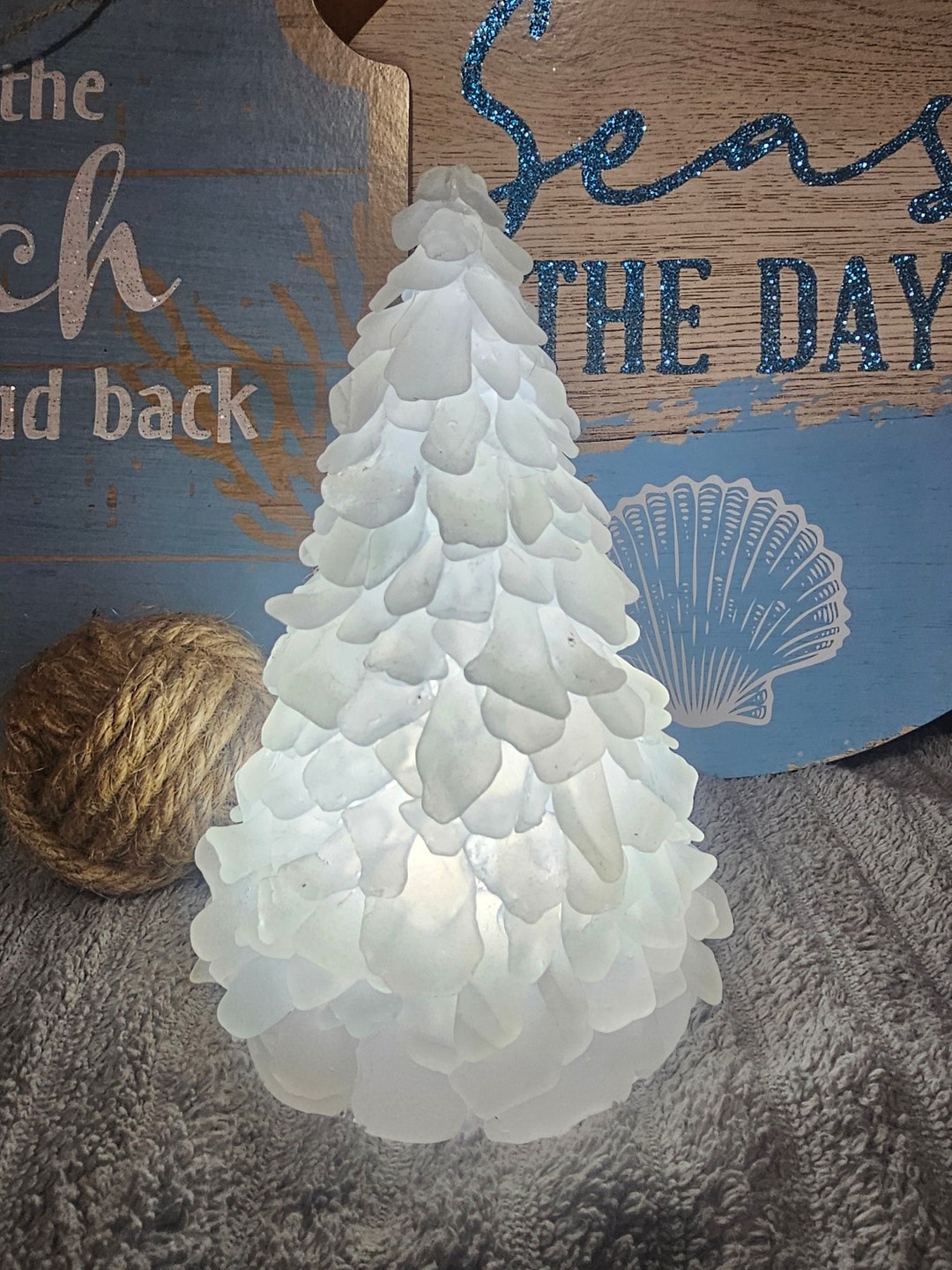 Genuine Caribbean Sea Glass Lighted Tree 7 Inch - Etsy