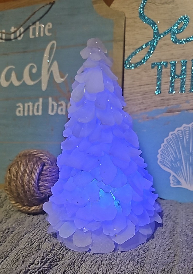 Genuine Caribbean Sea Glass Lighted Tree 7 Inch - Etsy