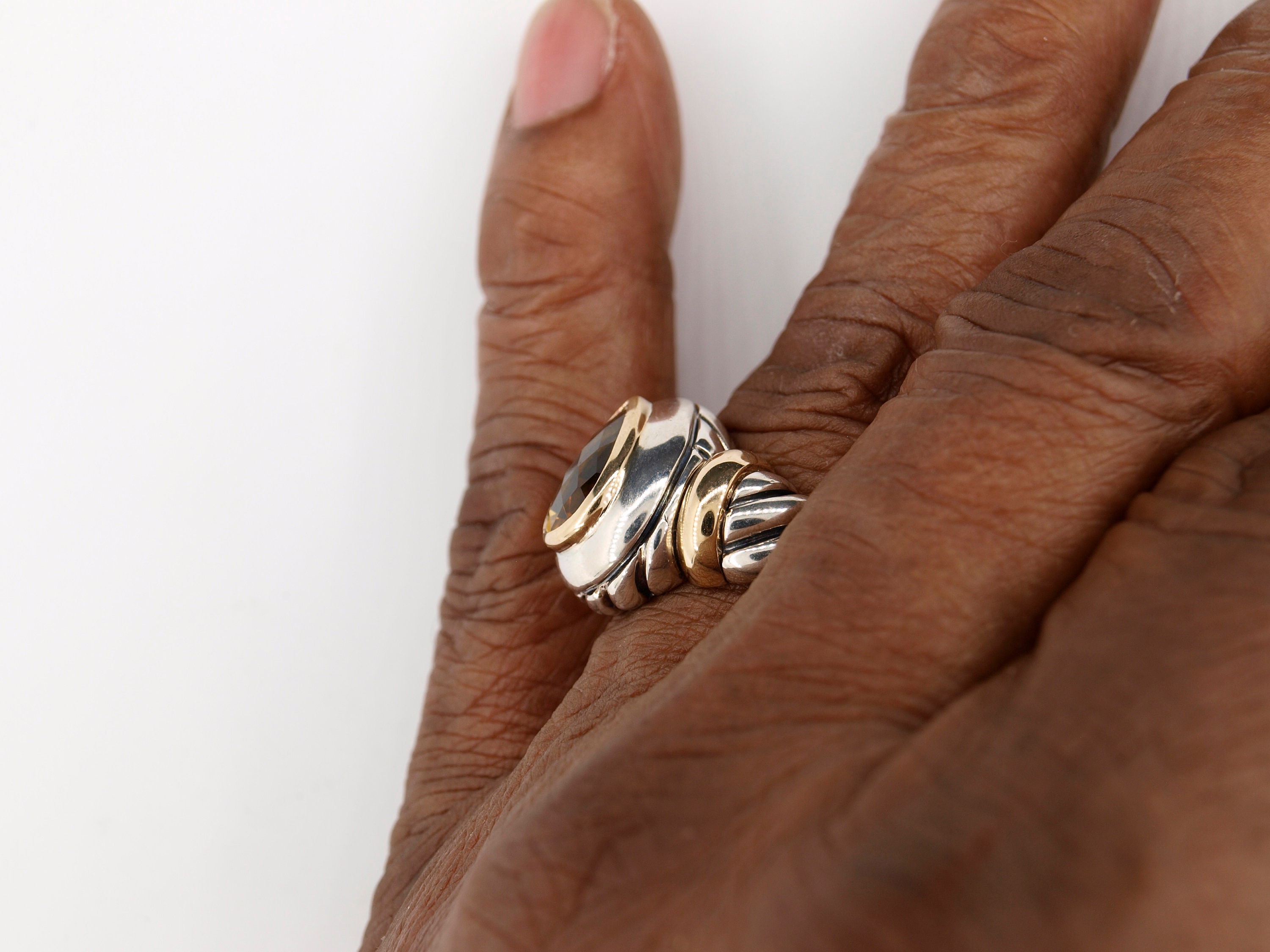 Vintage Solid Sterling Silver Ring With Solid 14k Yellow Gold Inserts ...