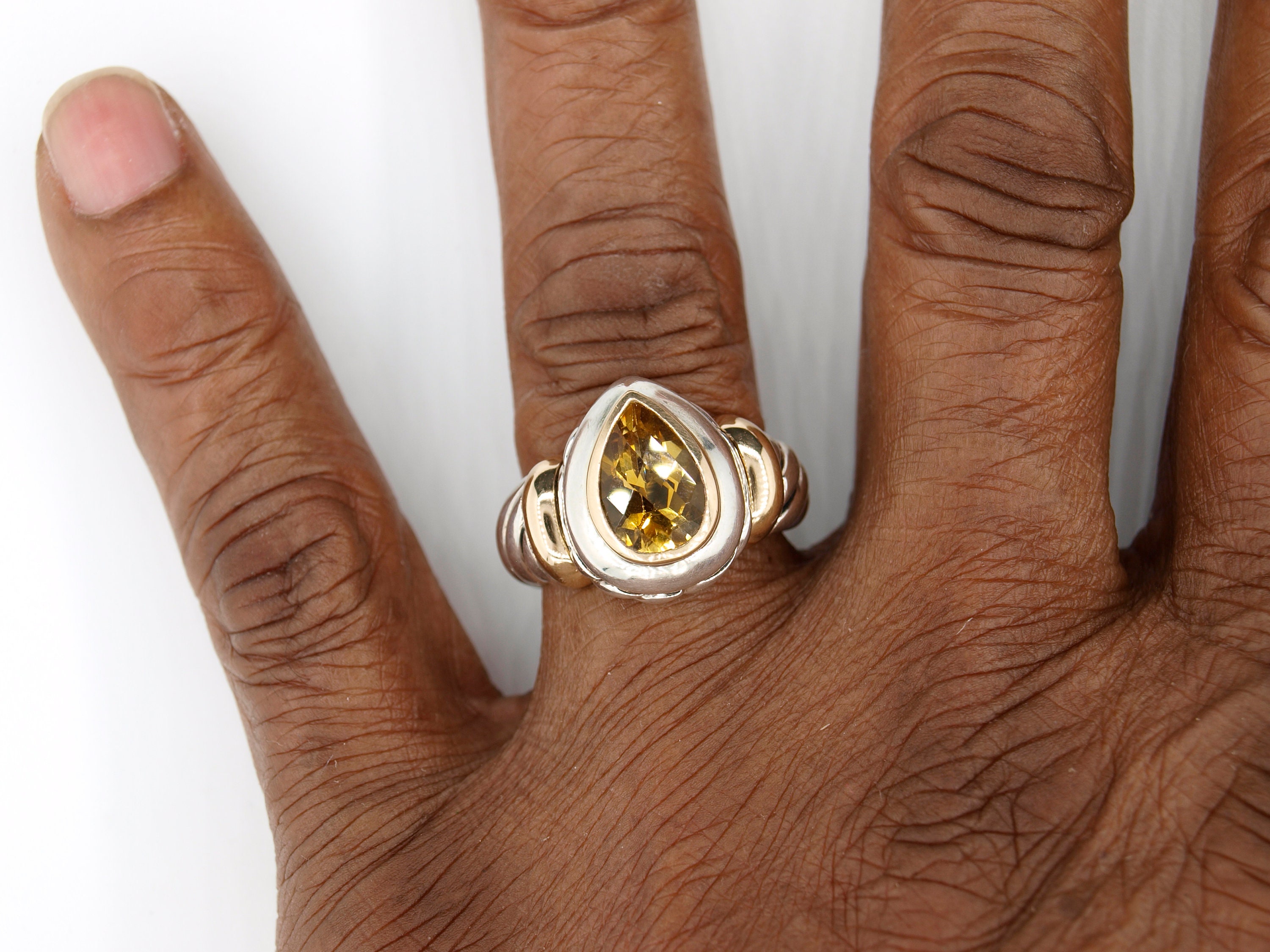 Vintage Solid Sterling Silver Ring With Solid 14k Yellow Gold Inserts ...