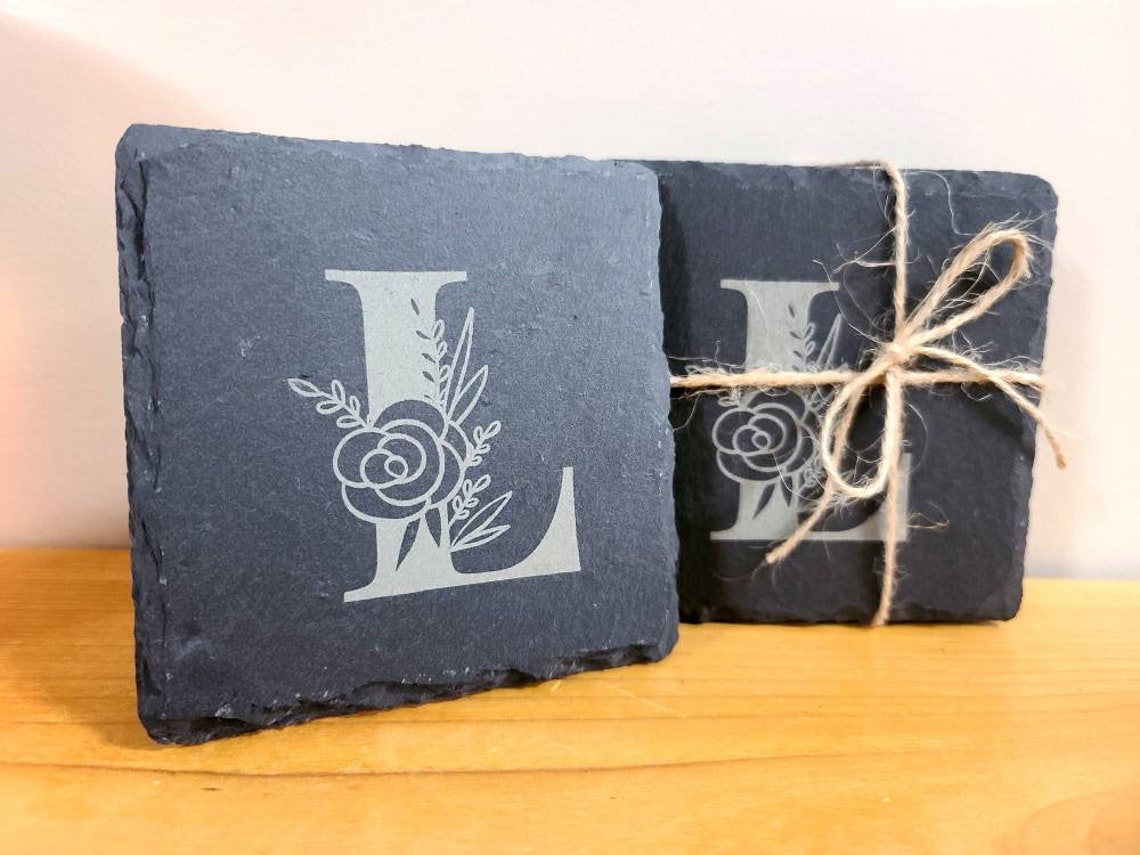 Custom Monogram Slate Coasters (set of Six) - Etsy UK