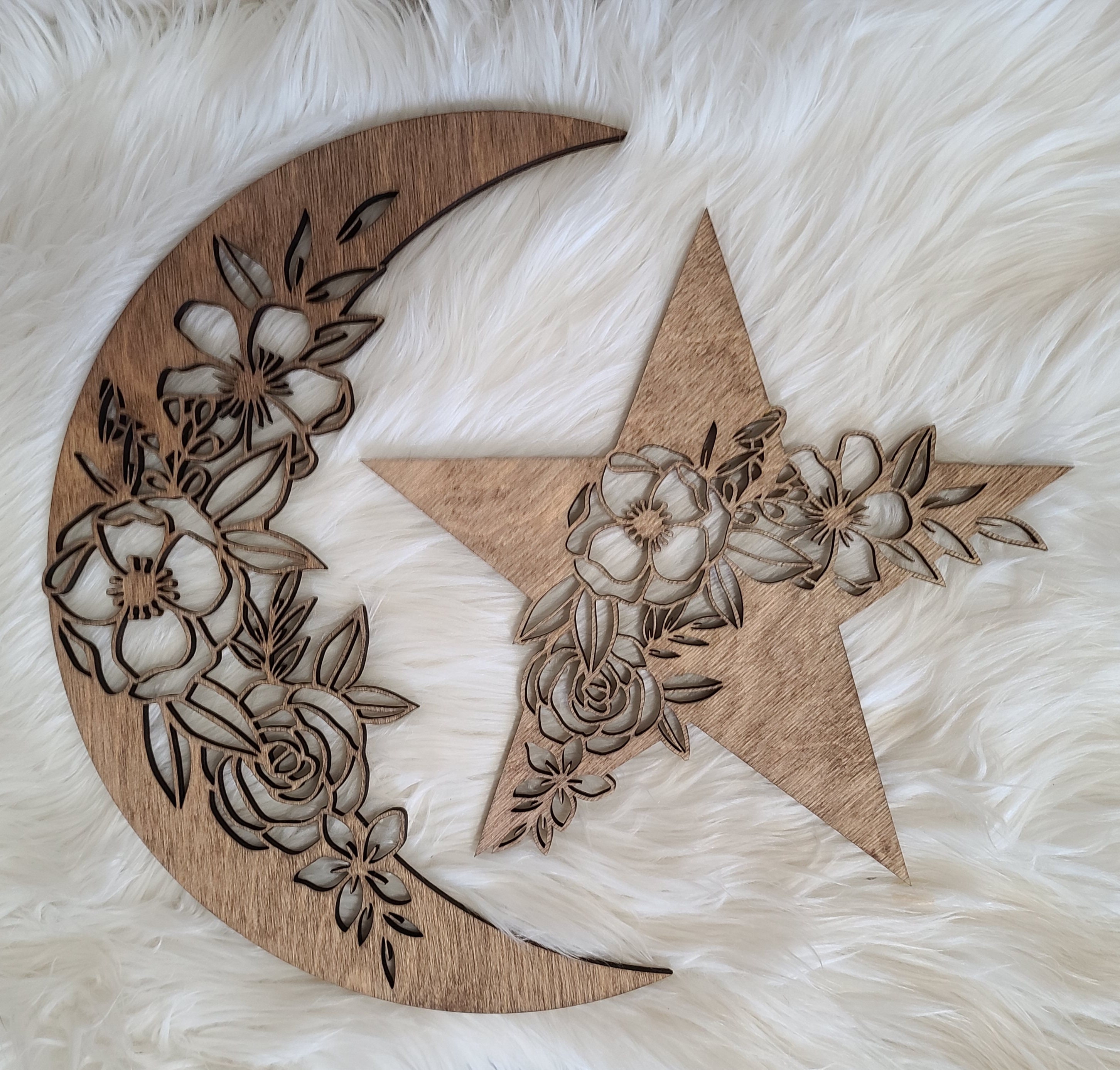 Floral Moon and Star Set | Etsy