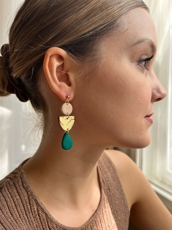 Geometric Statement Earrings, Half Moon Earrings, Modern Stud Earrings ...