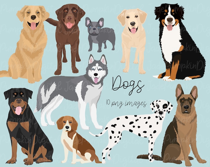 Dog Clipart, Dog SGV Bundle, 4 Large Dog Breed Set | Sublimation Design ...