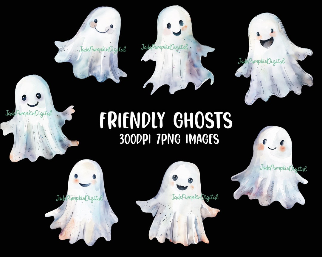 Ghost Clipart, Cute Ghosts Clipart, Halloween Clipart, Watercolor ...