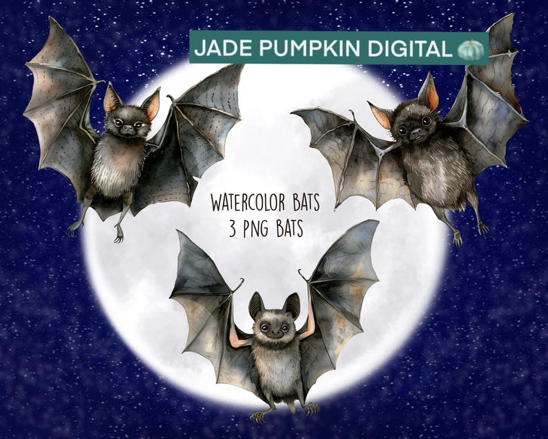 Bat Clipart, Png Bats, Halloween Clipart, Watercolor Bats, Halloween ...