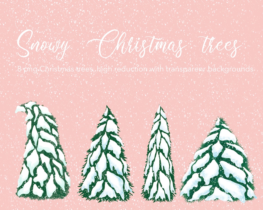 Snowy Christmas Tree Clipart, Cute Christmas Digital Art, Christmas ...