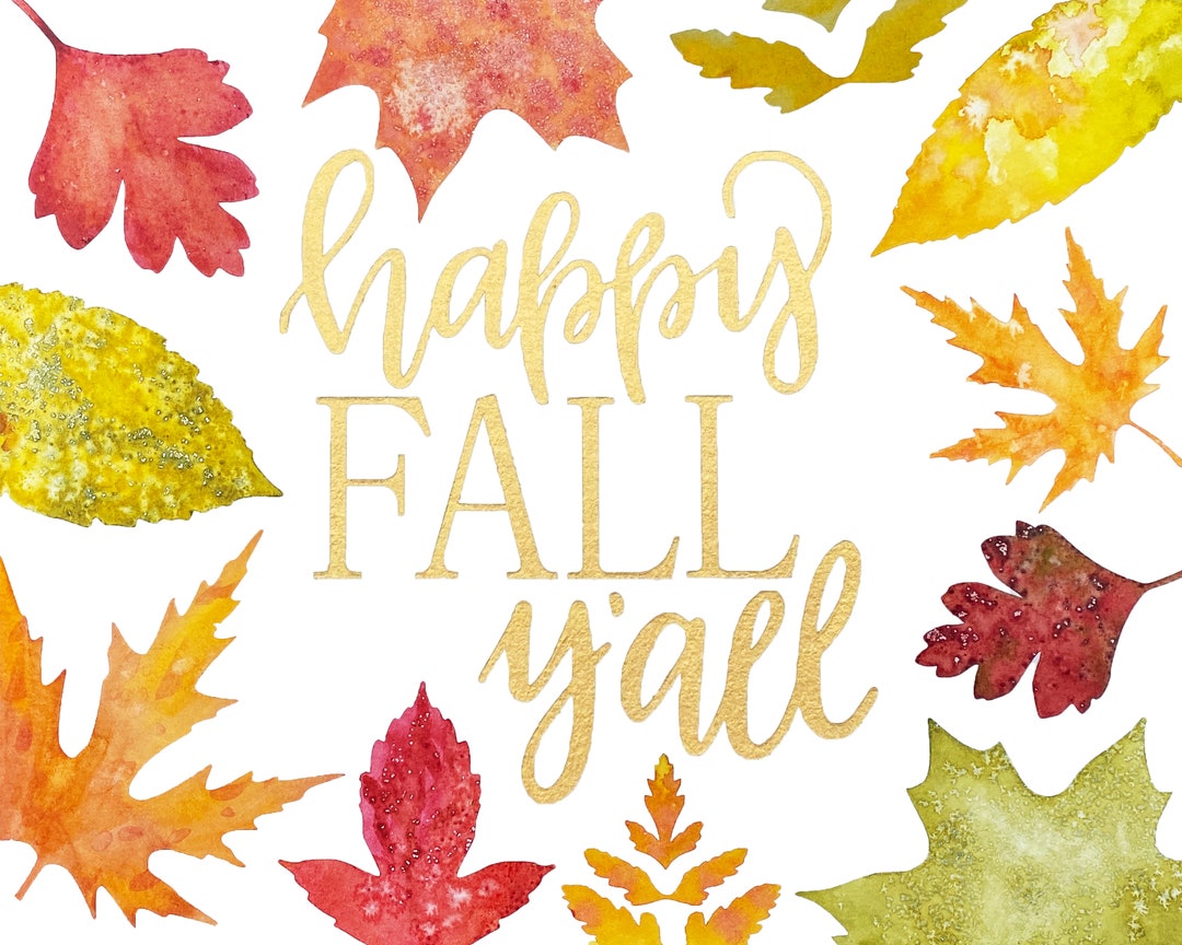 Happy Fall Y'all Digital Art, Fall Digital Art, Fall Watercolor Art ...