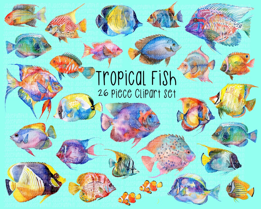 Watercolor Tropical Fish Clipart, Tropical Fish Art, Tropical Fish ...