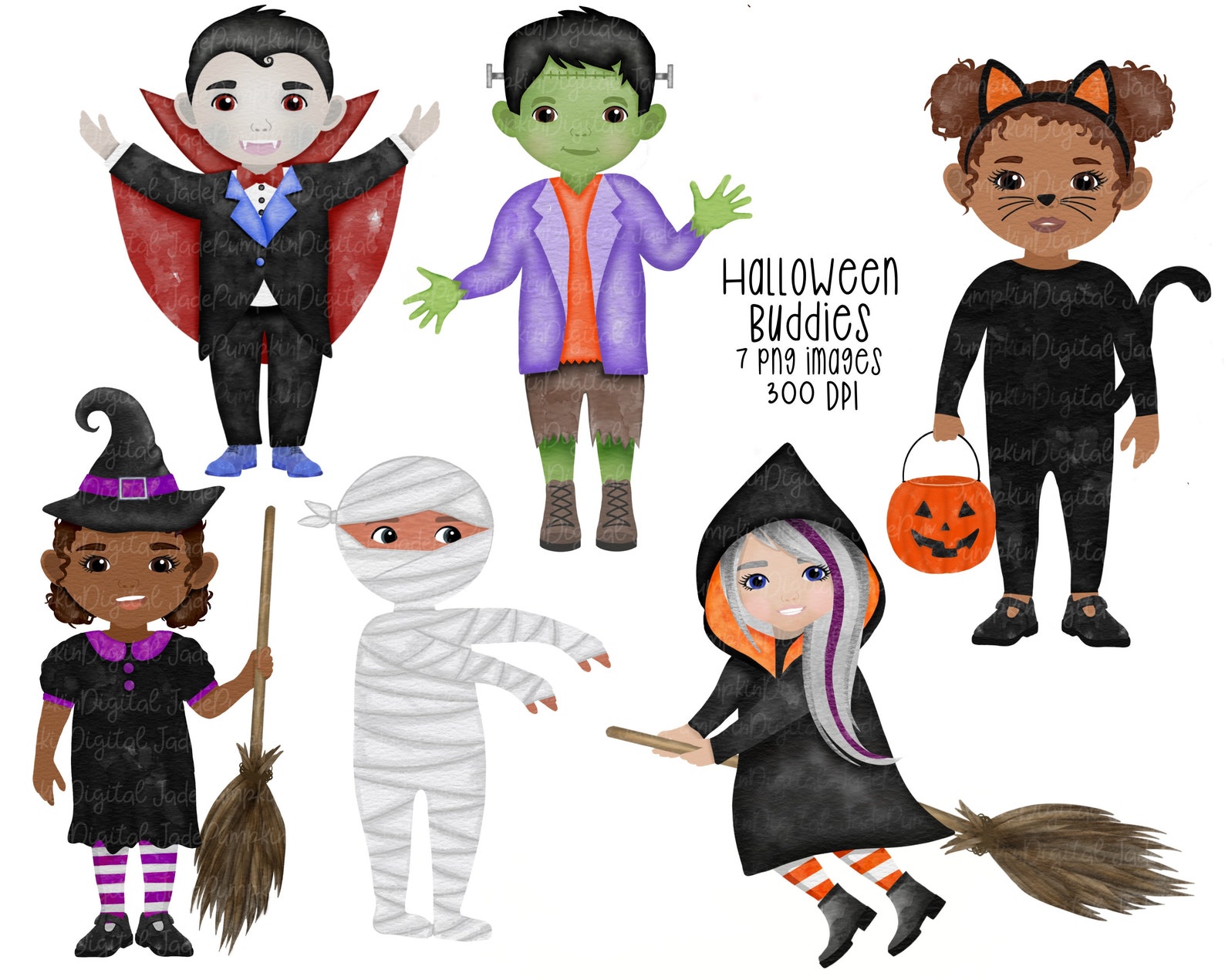 Halloween Clipart for Teachers, Kids Dressed for Halloween Clipart ...