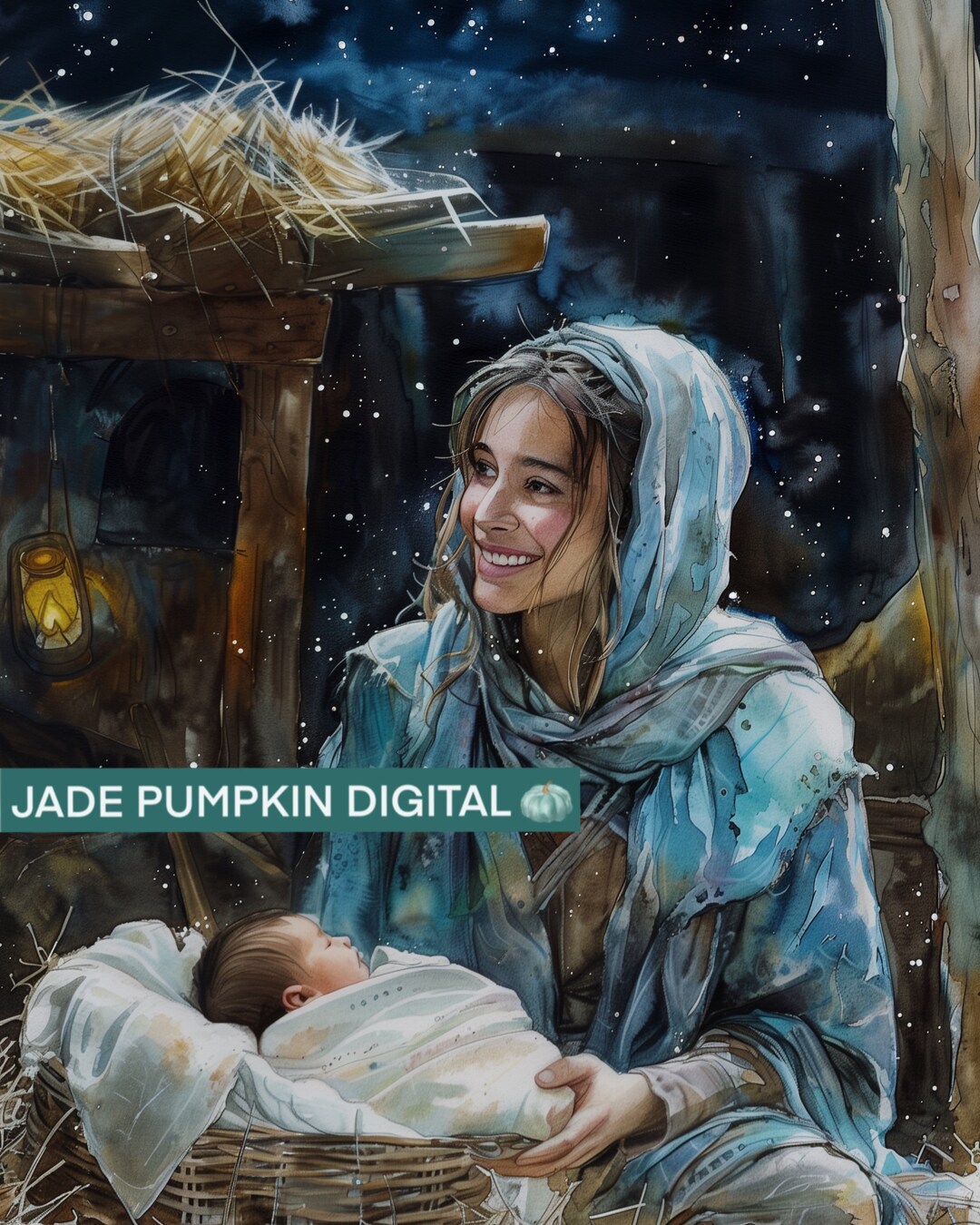 Christian Art Work, Mary and Baby Jesus, Christmas Digital Art, Baby ...