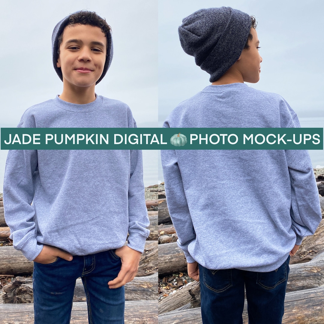 Front and Back Crew Neck Mock Up, Sport Grey Gildan Crew Neck Mock Up ...