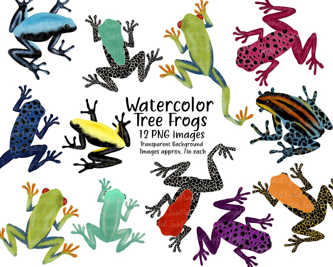Frog Art Digital Download, Watercolor Frogs, Watercolor Frog Clipart ...