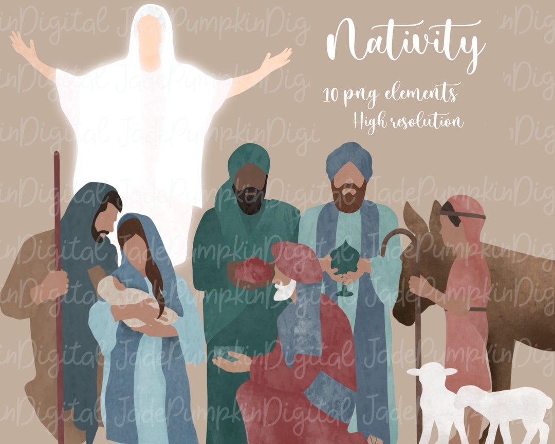 Nativity Clipart, Nativity Pieces Digital Download, Christmas Clipart ...