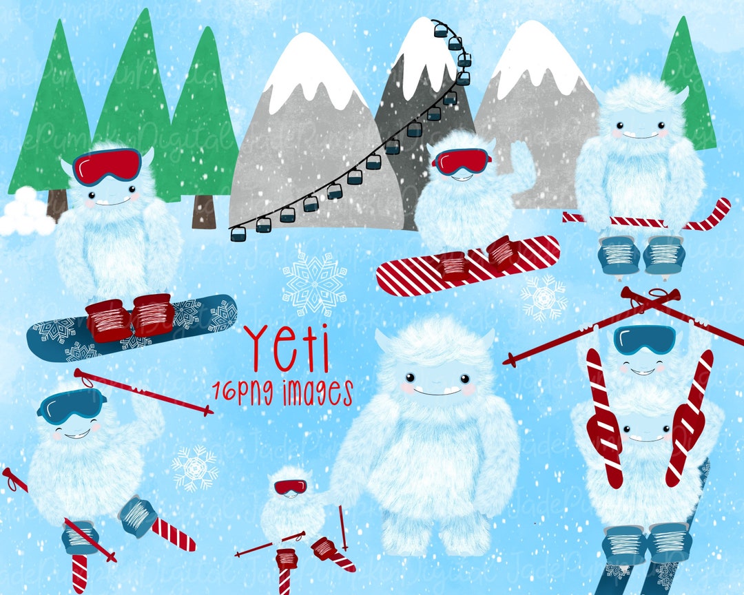 Digital Download Yeti Art, Snowboarding Clip Art, Hockey Clip Art, Yeti ...