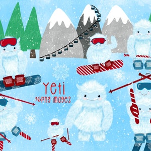 Digital Download Yeti Art, Snowboarding Clip Art, Hockey Clip Art, Yeti ...