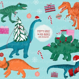 Christmas Clip Art, Dinosaur Christmas Clipart, Christmas Dinosaurs ...