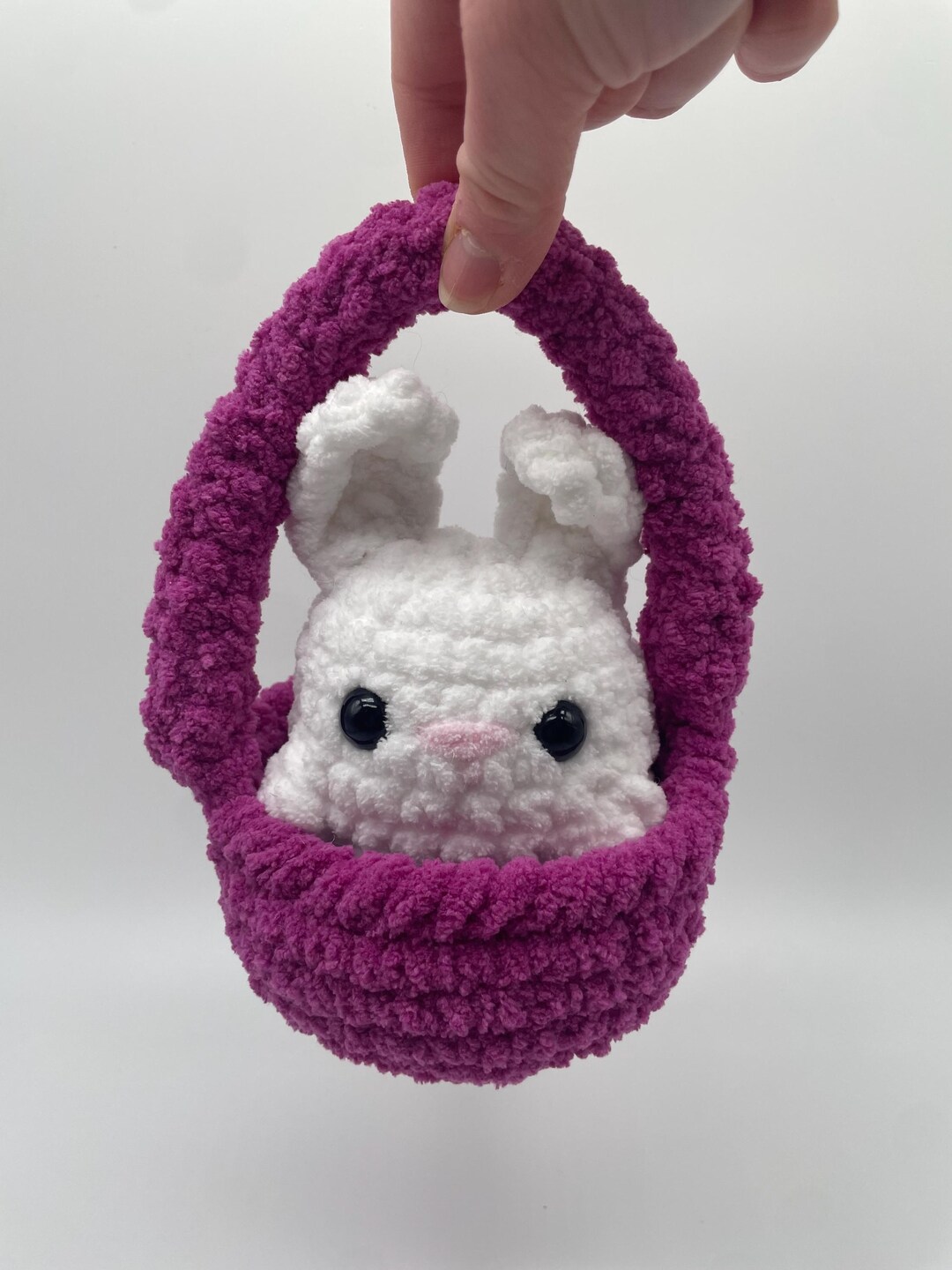 Crochet Bunny in a Basket Plushie, Handmade Easter Stuffer - Etsy