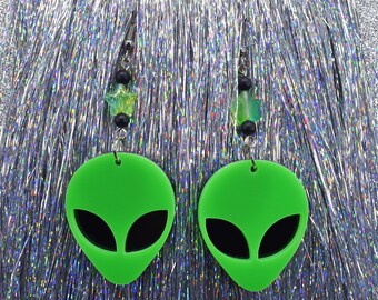 Acrylic Alien Head Earrings - Etsy
