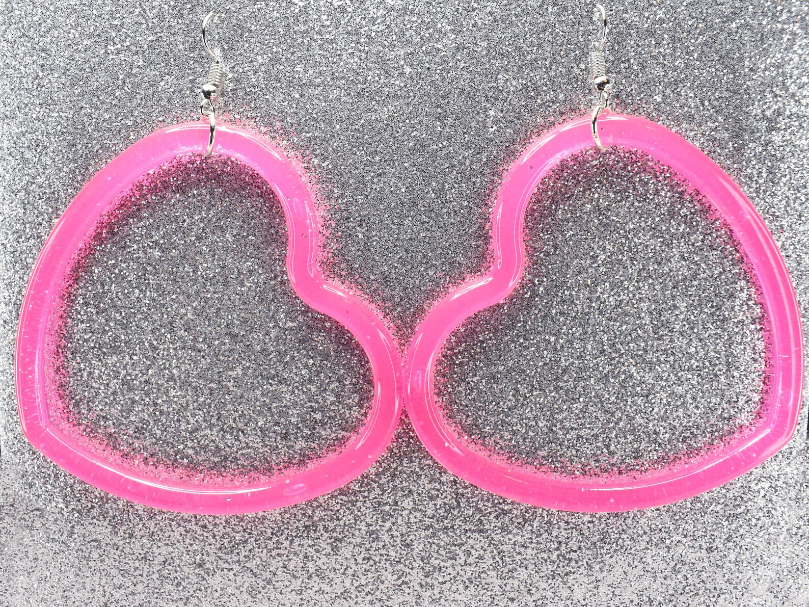 Large Pink Heart Plastic Hoop Earrings - Etsy