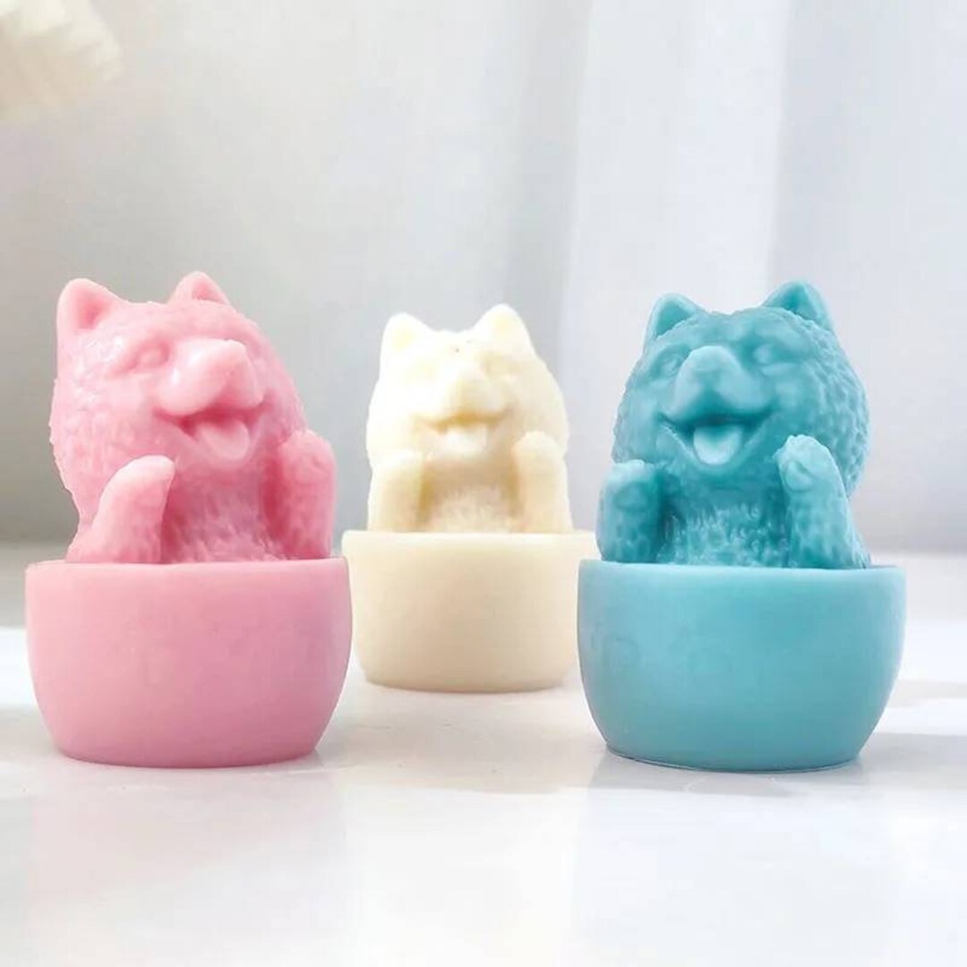 Cute Happy Mini Poodle Dog Molds Bulldog 3D Puppy Big Silicone Mold ...
