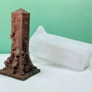 Big Obelisk Pillar Human Skull Skeleton Food-grade Silicone Mold ...