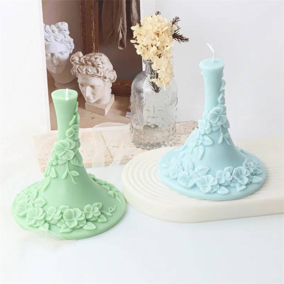 Cylindric Flower Mold Stand Standing 3D Rose Silicone Molds Candle ...