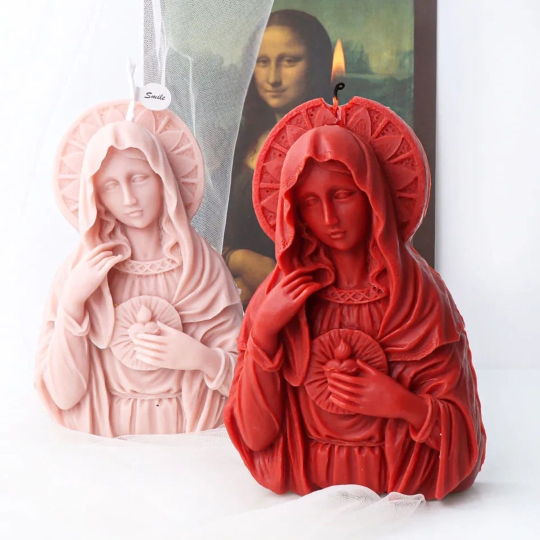 Holy Virgin Mary With Halo Silicone Mold Candle Making Molds ...