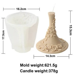 Cylindric Flower Mold Stand Standing 3D Rose Silicone Molds Candle ...