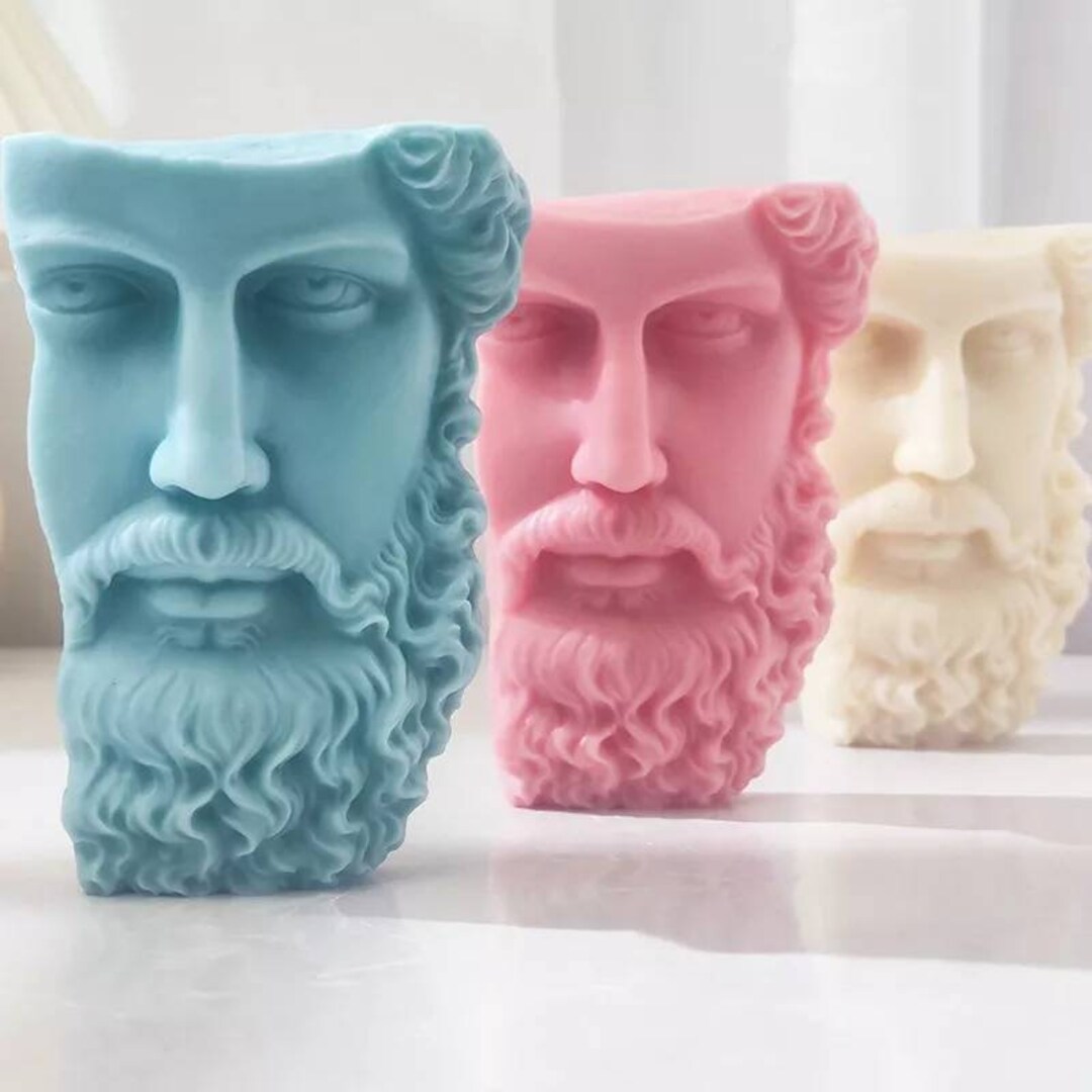 Large Zeus Head Silicone Mold Sky and Thunder God Candle Chocolate ...