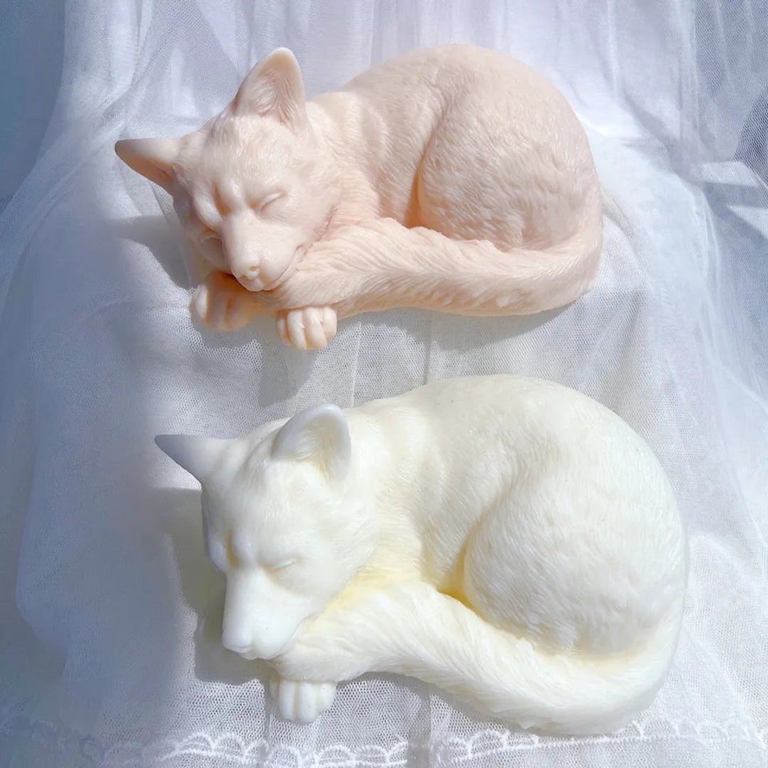 Cute Happy Realistic Small Sleeping Fox Puppy Big Large Silicone Mold ...