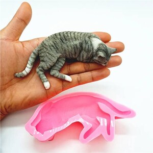 Cute Large Laying Cat Kitten 3D Sleeping Kitty Silicone Mold Candle ...