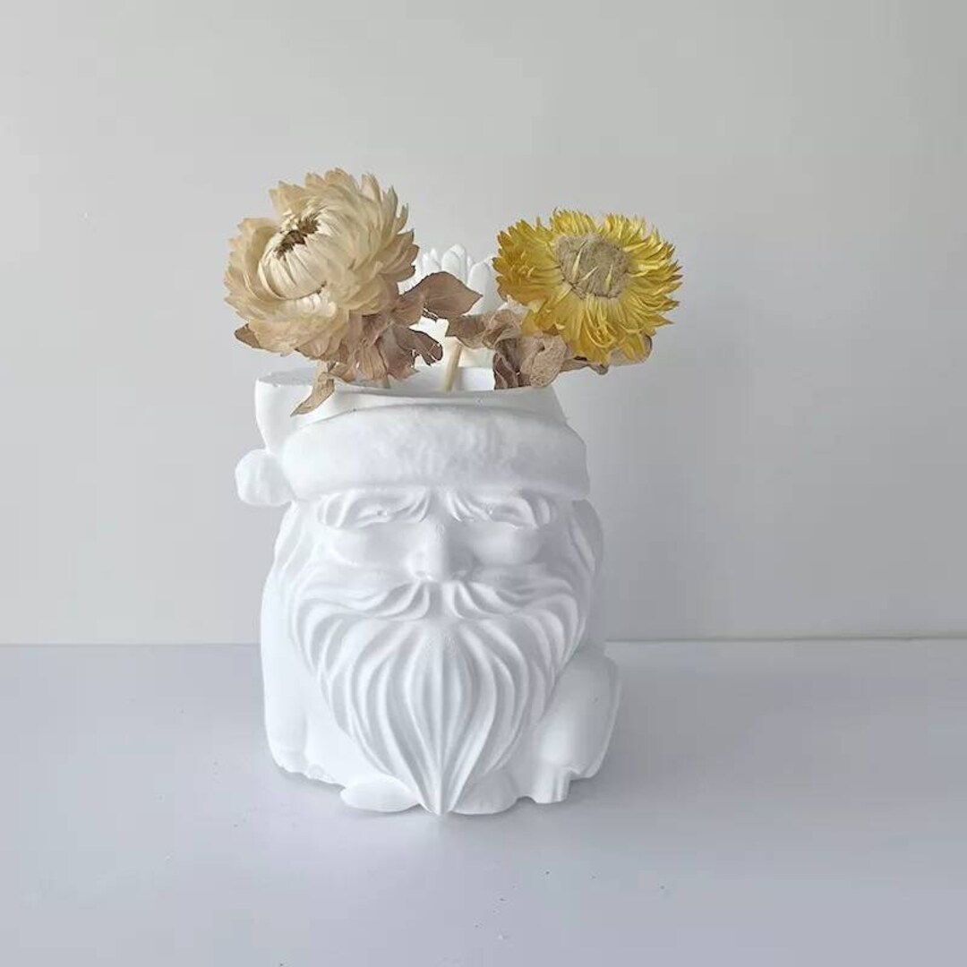 Large Santa Clause Face Aesthetic 3D Silicone Vase Candle Holder Making ...