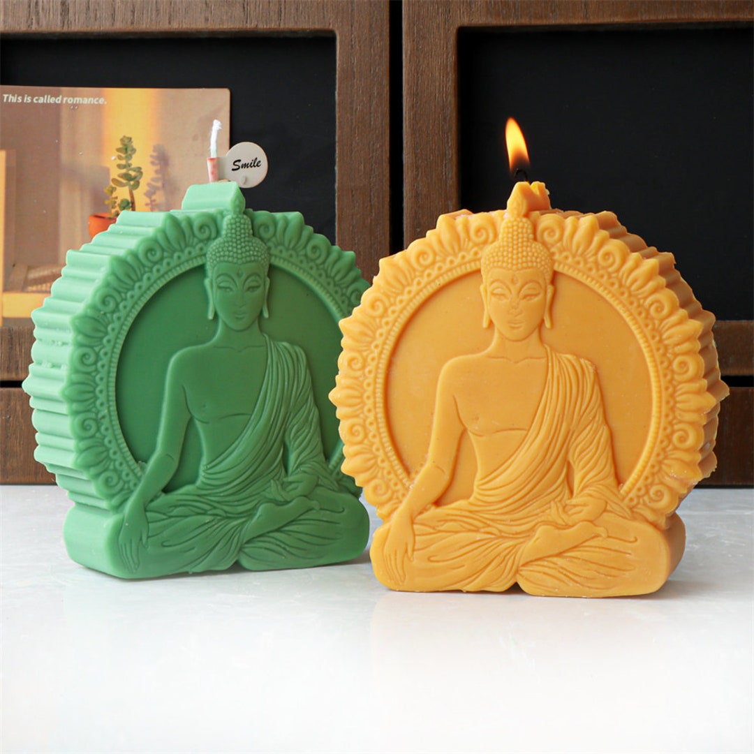 Big Sitting Meditating Buddha Statue Candle Molds Large Food-grade ...