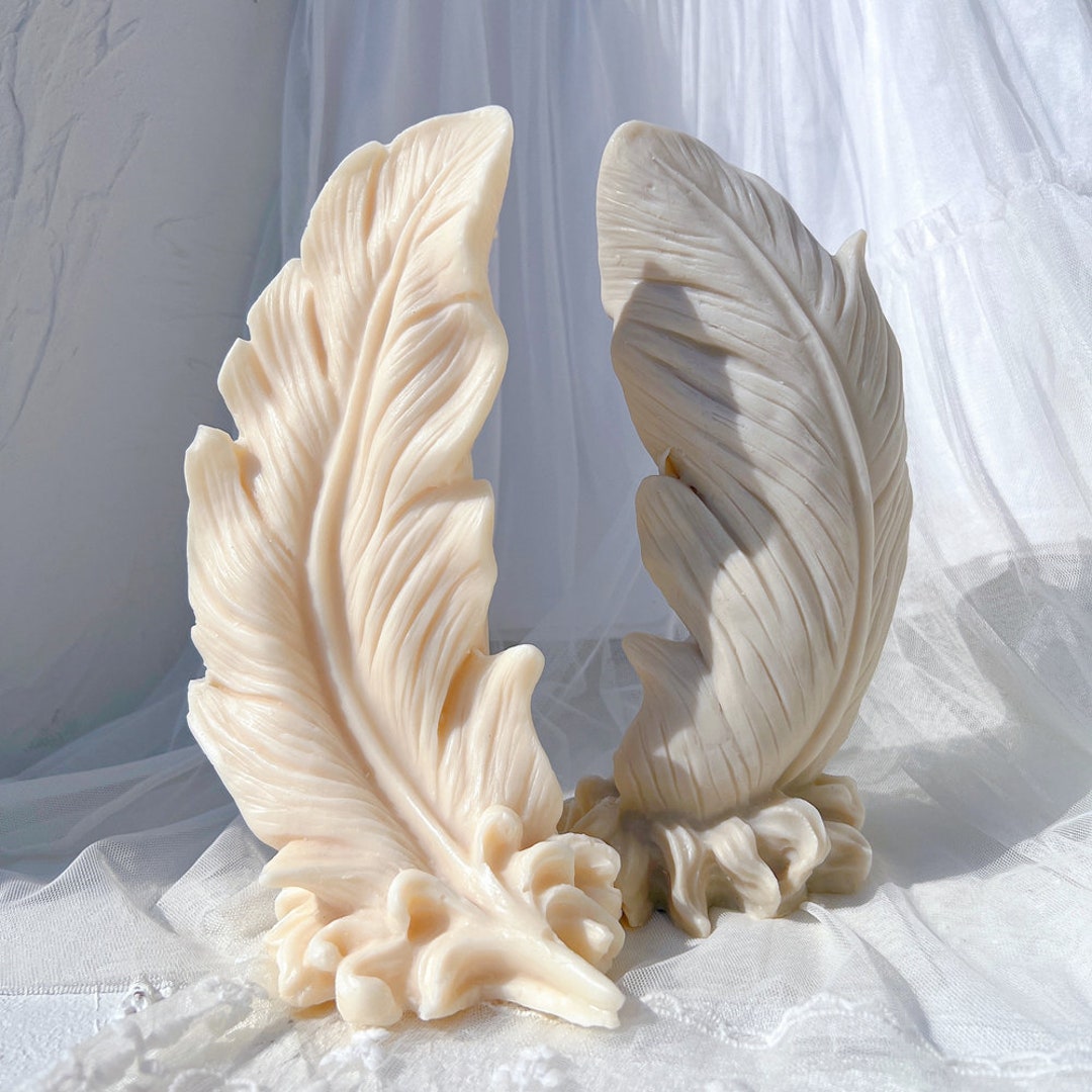 Aesthetic Feather Shaped Food-grade Silicone Mold Large Feathers Candle ...