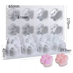 Cute Mini Dog Paw Paws Molds 3D Puppy Big Silicone Mold Candle Chocolate Jelly Candy Making ...