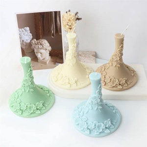 Cylindric Flower Mold Stand Standing 3D Rose Silicone Molds Candle ...