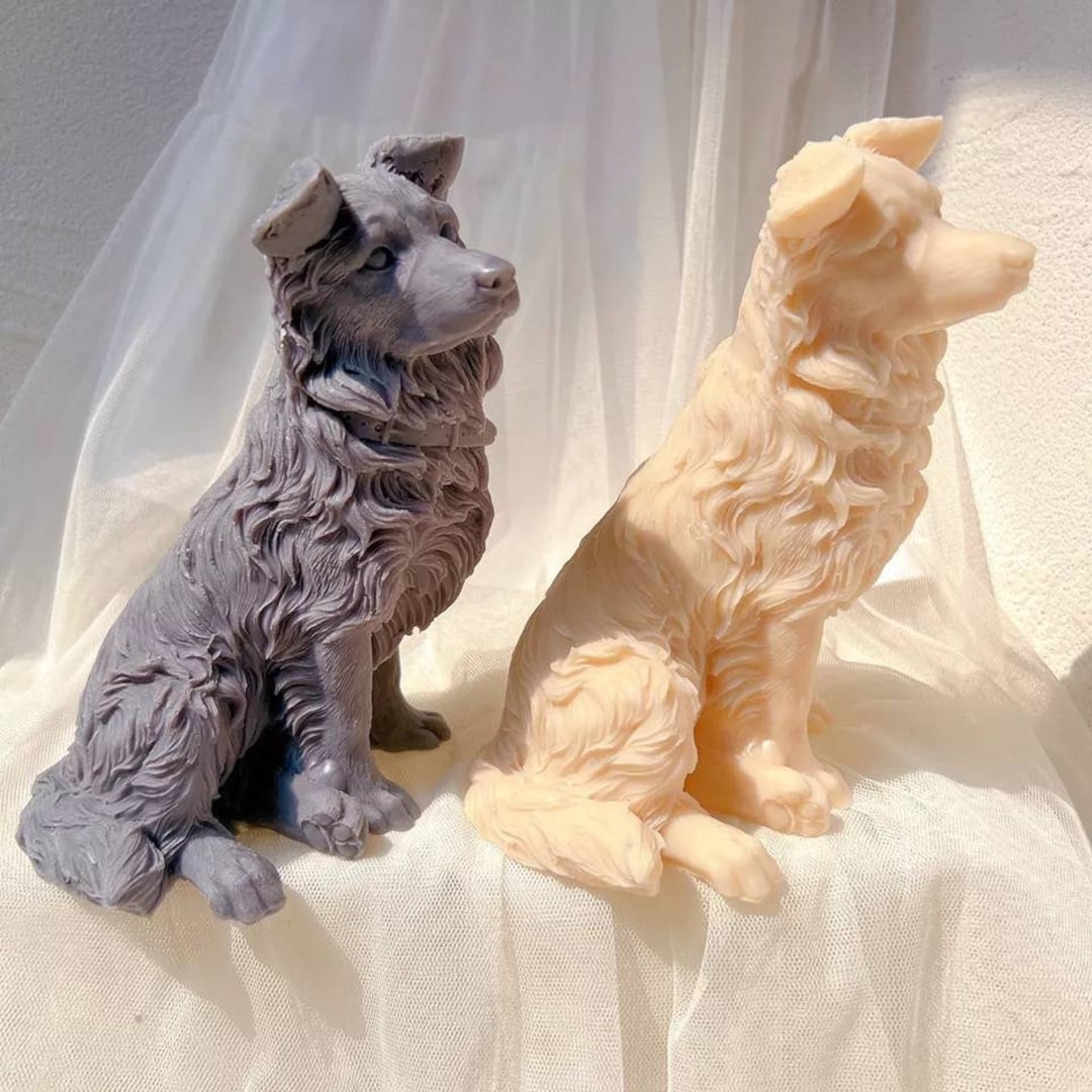 Cute Border Collie 3D Puppy Silicone Candle Making Mold Resin Dog Lover ...